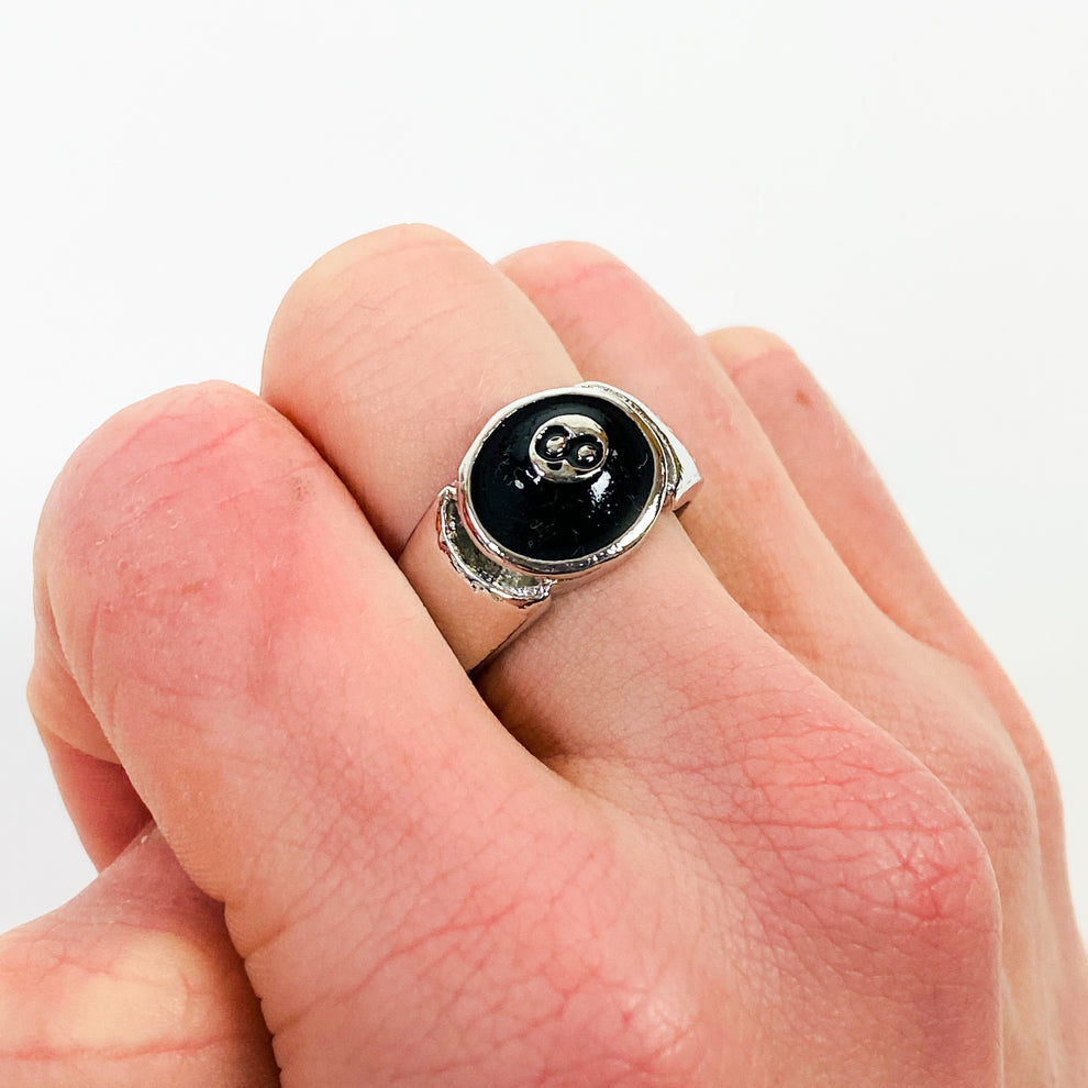8 Ball Ring Silver Adjustable – Clout Closet